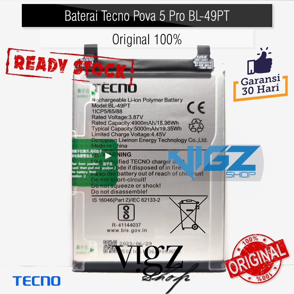 Jual Baterai Tecno Pova 5 Pro BL-49PT Original 100% | Shopee Indonesia