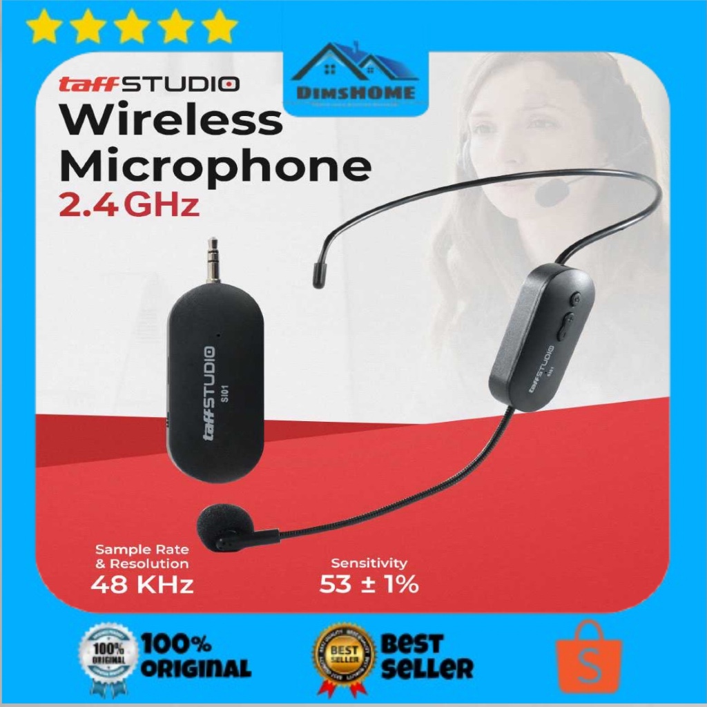 Jual TaffSTUDIO Wireless Microphone 2.4GHz Headset CS with Receiver - SI01 | Shopee Indonesia