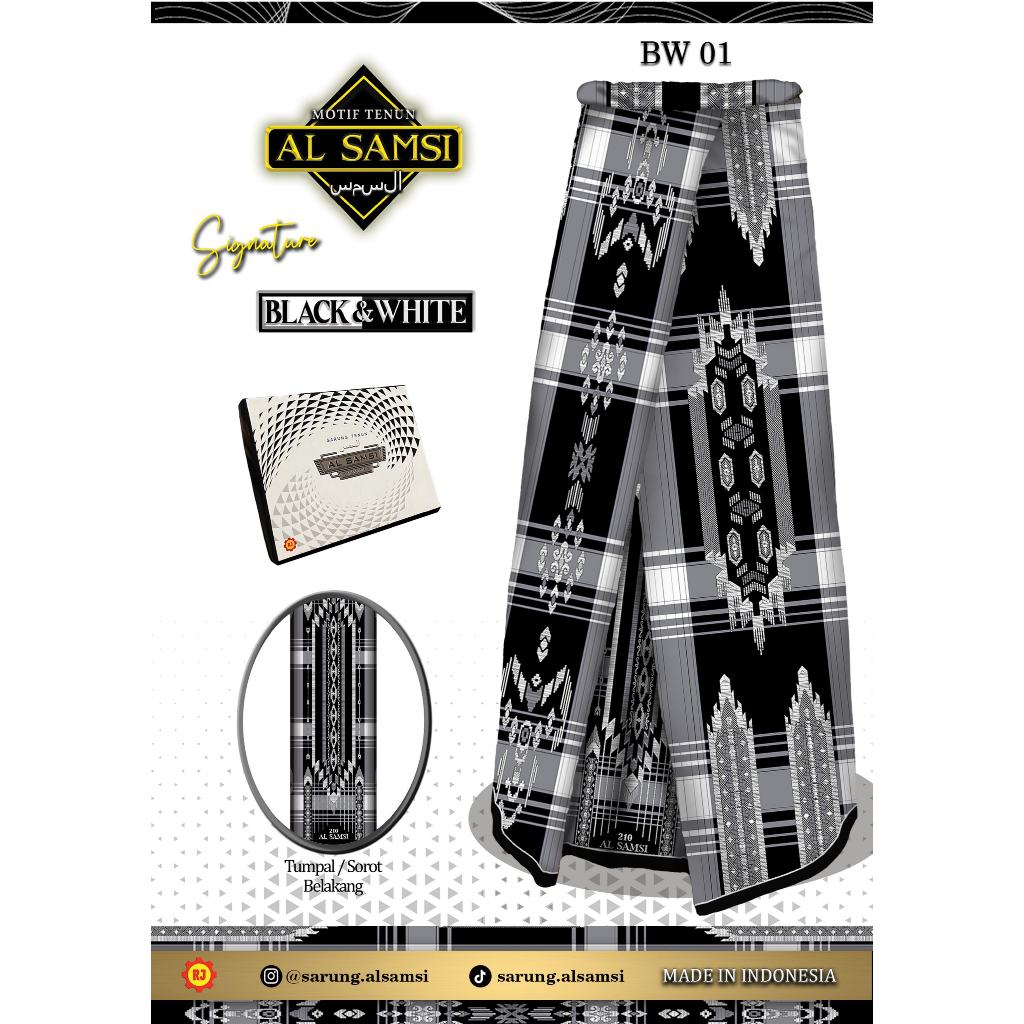 Jual Al Samsi Sarung Black & White Series | Shopee Indonesia