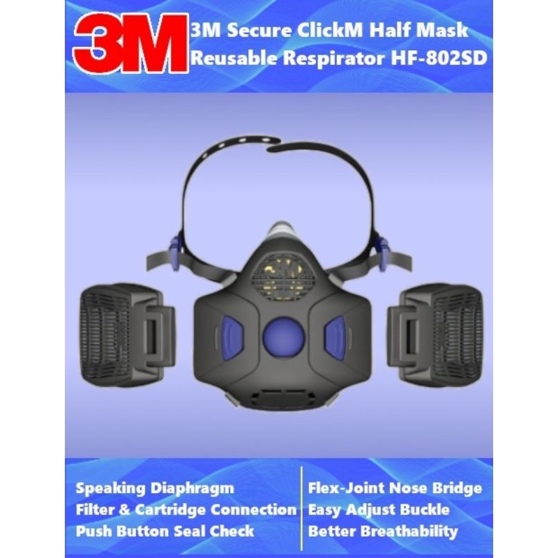 Jual 3M™ Secure Click™ Half Facepiece Reusable Respirator with Speaking ...