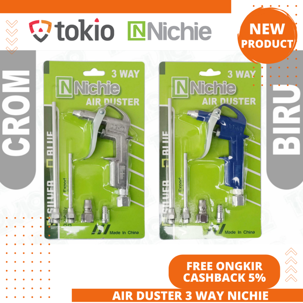 Jual Air Duster 3 Way NICHIE Nepel + Coupler ( Biru / Chrome ) PREMIUM ...