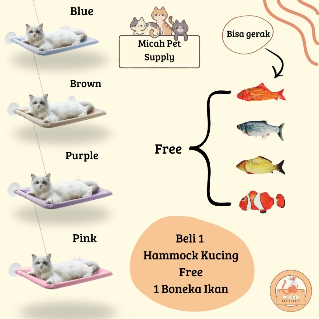 Jual Paket Spesial Beli Hammock Kucing FREE Boneka Ikan Gerak Mainan ...