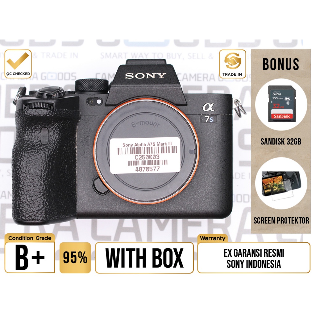 Jual Sony Alpha A7S III A7SIII A7S3 Body Only Full Frame Camera - Grade B+ - C250003 Kamera ...