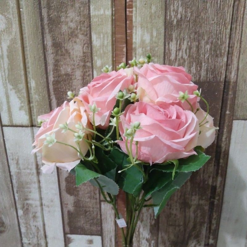 Jual Mawar Gradasi Pink Bunga Artificial Bunga Palsu | Shopee Indonesia