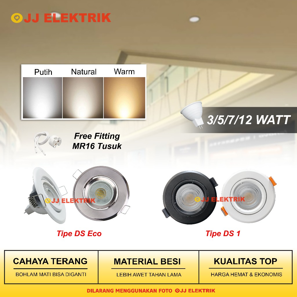 Jual Downlight Sorot Tanam Plafon 3W 5W 7W 12W Spotlight Terang Bohlam ...