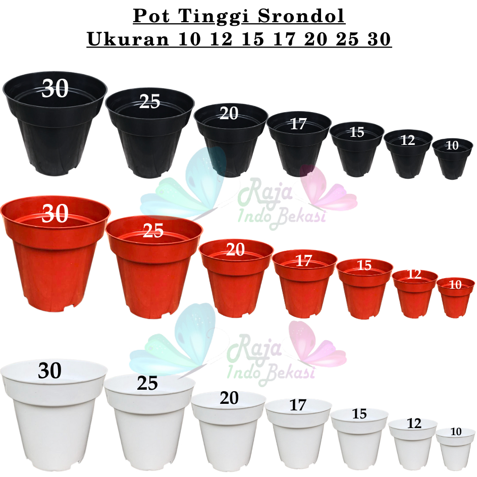 Jual Pot Tinggi Srondol 8 10 12 15 17 20 25 30 Putih Hitam Merah ...