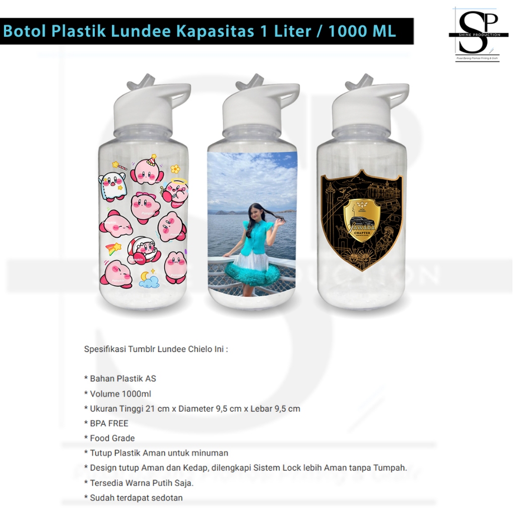 Jual Botol Minum Plastik Sedotan Lundee Custom Foto Gambar | Shopee Indonesia