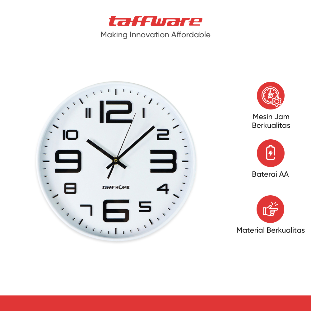 Jual TaffHOME Jam Dinding Bulat Quartz Creative Design Modern 29 cm ...