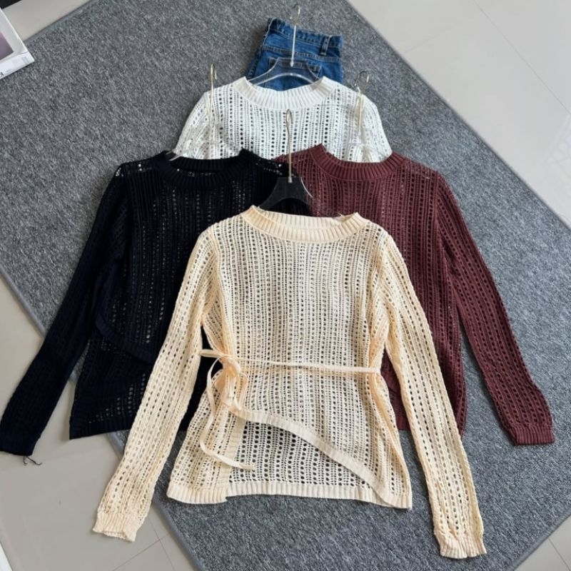 Jual HOLLOW CROP TOP | Baju rajut jaring | Baju import wanita |Croptop ...