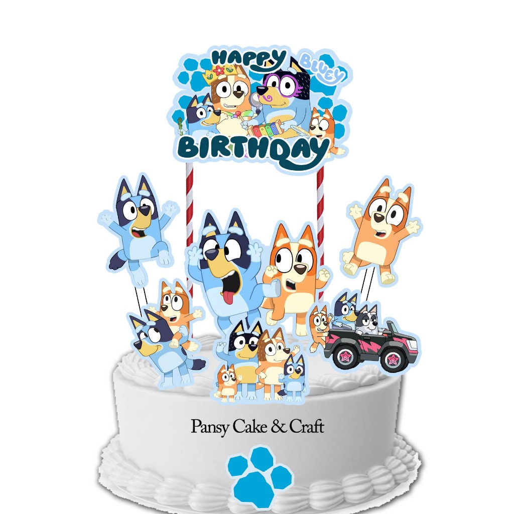 Jual Cake topper Blue y / Blue Dog + Banner Birthday EKONOMIS | Shopee ...