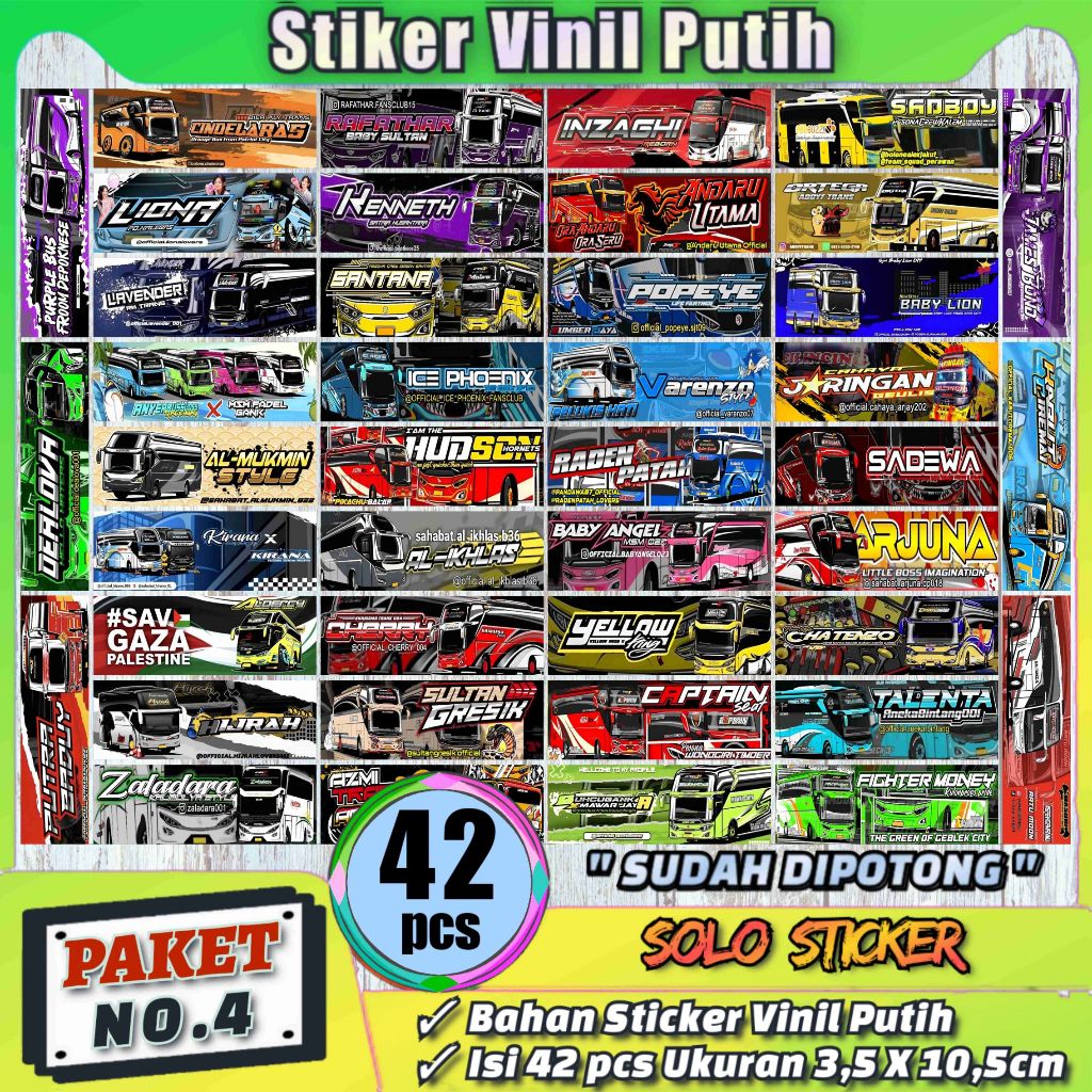 Jual Stiker Bus Panjang Bahan Vinyl Putih Sticker Bis Isi 42pc SUDAH ...