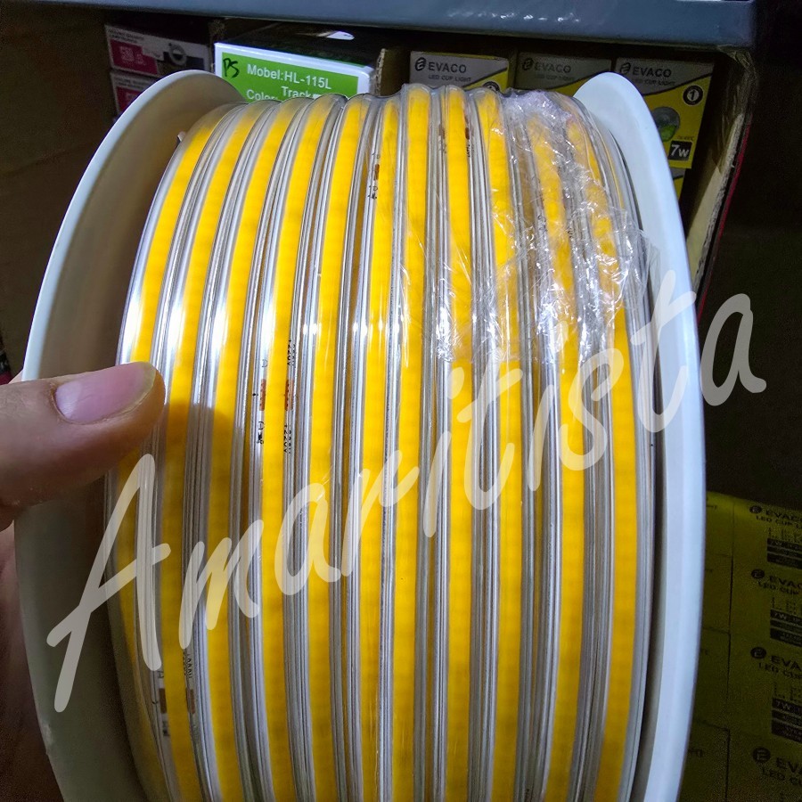 Jual Lampu Led Strip Cob Dotless 8mm Warmwhite 3000K kuning 220V ip65 ...