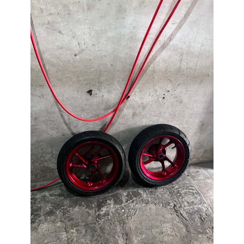 Jual velg set depan belakang original nmax old repaint red candy + ban ...