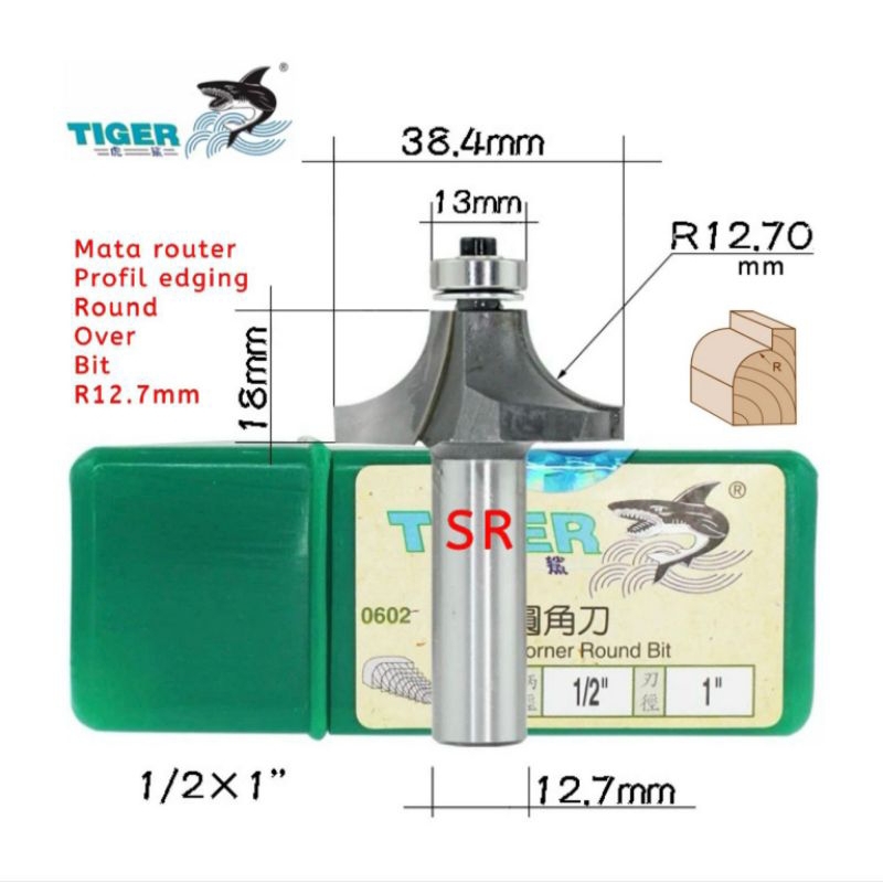 Jual Mata Profil/ Router Round Over Bits 12mm (1/2 × 1) As 1/2 Inch ...