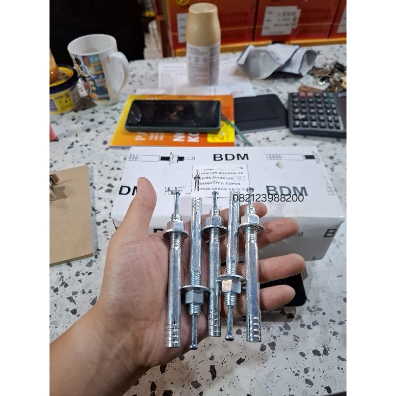 Jual grosir 1 box kotak hit anchor 10x100 m10x100 m10 x 100 angkur bolt ...