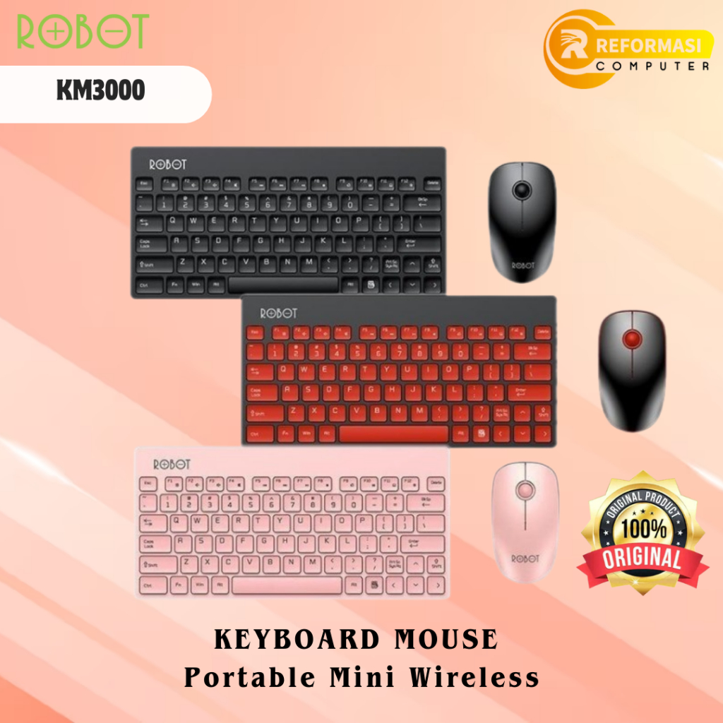 Jual ROBOT KEYBOARD MOUSE KM3000 Portable Mini Wireless | Shopee Indonesia