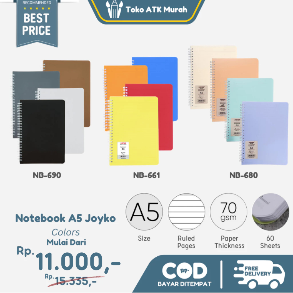 Jual Note Book Joyko A5 NB-680 Pastel Color / NB-690 / NB-661 Notebook ...