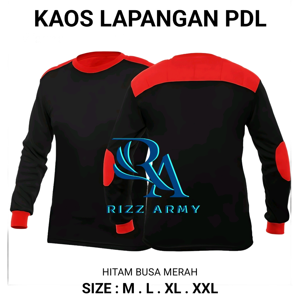 Jual KAOS POLOS LAPANGAN HITAM MERAH LENGAN PANJANG TACTICAL BAJU PDL ...