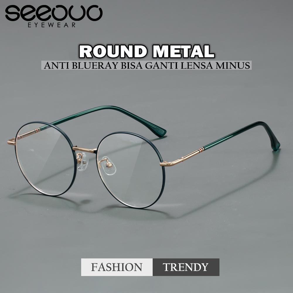 Jual Seeouo Kacamata Antiradiasi Blueray Style Bulat Retro Metal Kokoh Ringan Fashion Frame ...