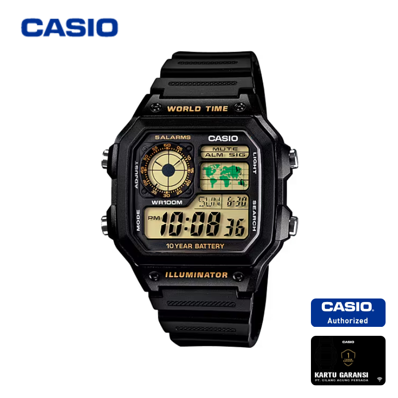 Jual JAM TANGAN PRIA CASIO AE-1200WH-1B ORIGINAL - AE 1200WH 1BVDF HITAM | Shopee Indonesia