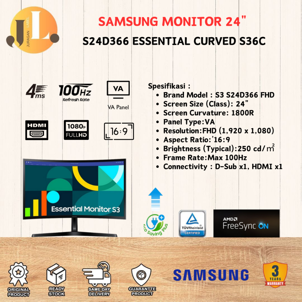 Jual Monitor Samsung 24" S24C366 Discontinue Penggantinya S24D366 ...
