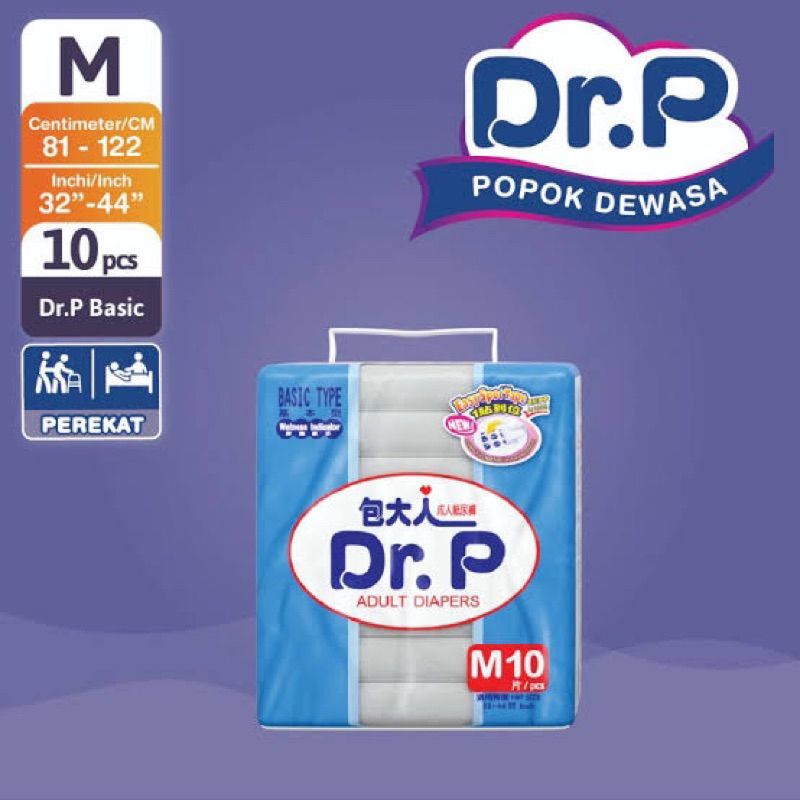 Jual DR P Popok Dewasa PEREKAT M 10 Basic | DR.P DRP Adult Diapers Tape ...