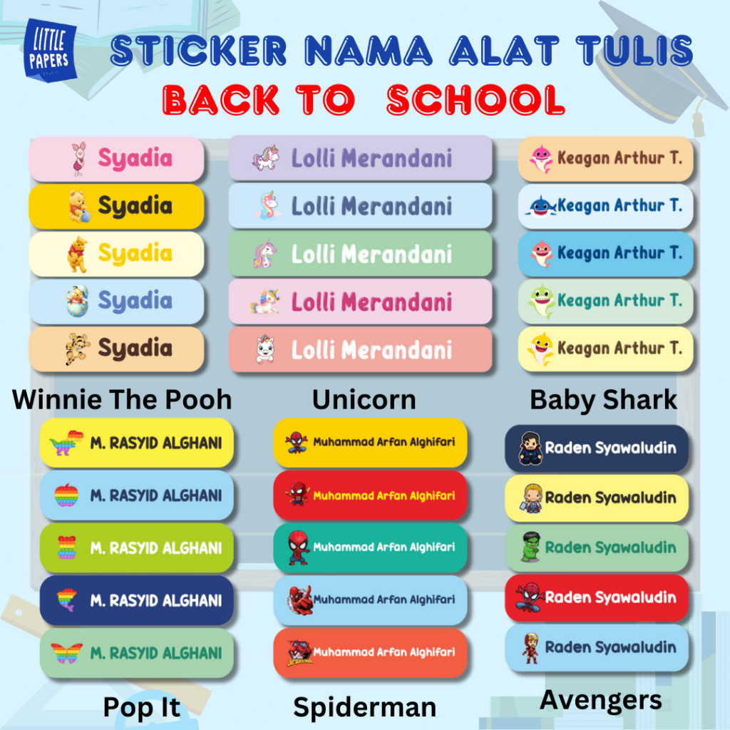 Jual Sticker Label Nama Alat Tulis Sekolah Vynil Waterproof ...