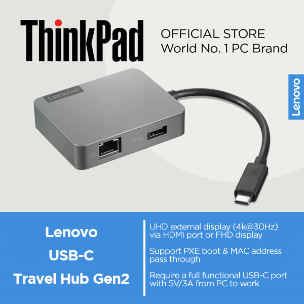 Jual Lenovo USB-C Travel Hub Gen2 4X91A30366 | Shopee Indonesia