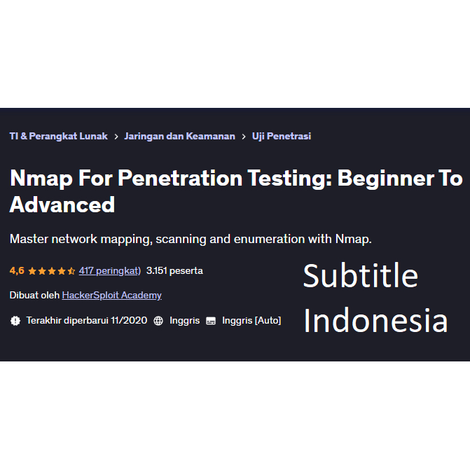 Jual Course Nmap For Penetration Testing Beginner To Advanced Shopee Indonesia