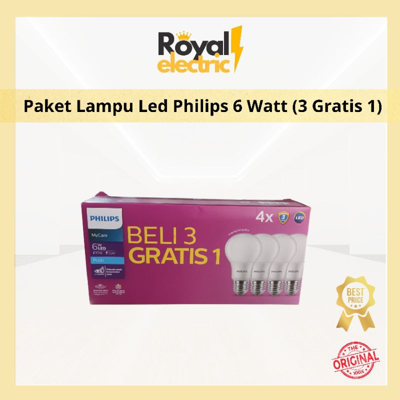 Jual Lampu Led Philips 6 Watt Paket (3 Gratis 1) | Shopee Indonesia
