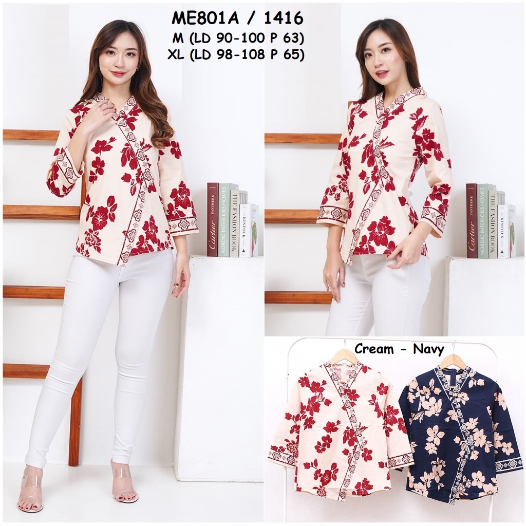 Jual Blouse Batik Wanita Reg - JUMBO Tangan Panjang ME801A | Shopee ...