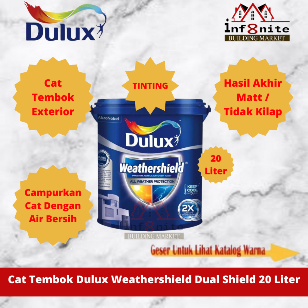 Jual Cat Tembok Tinting Dulux Weathershield Dualshield Exterior 20 ...