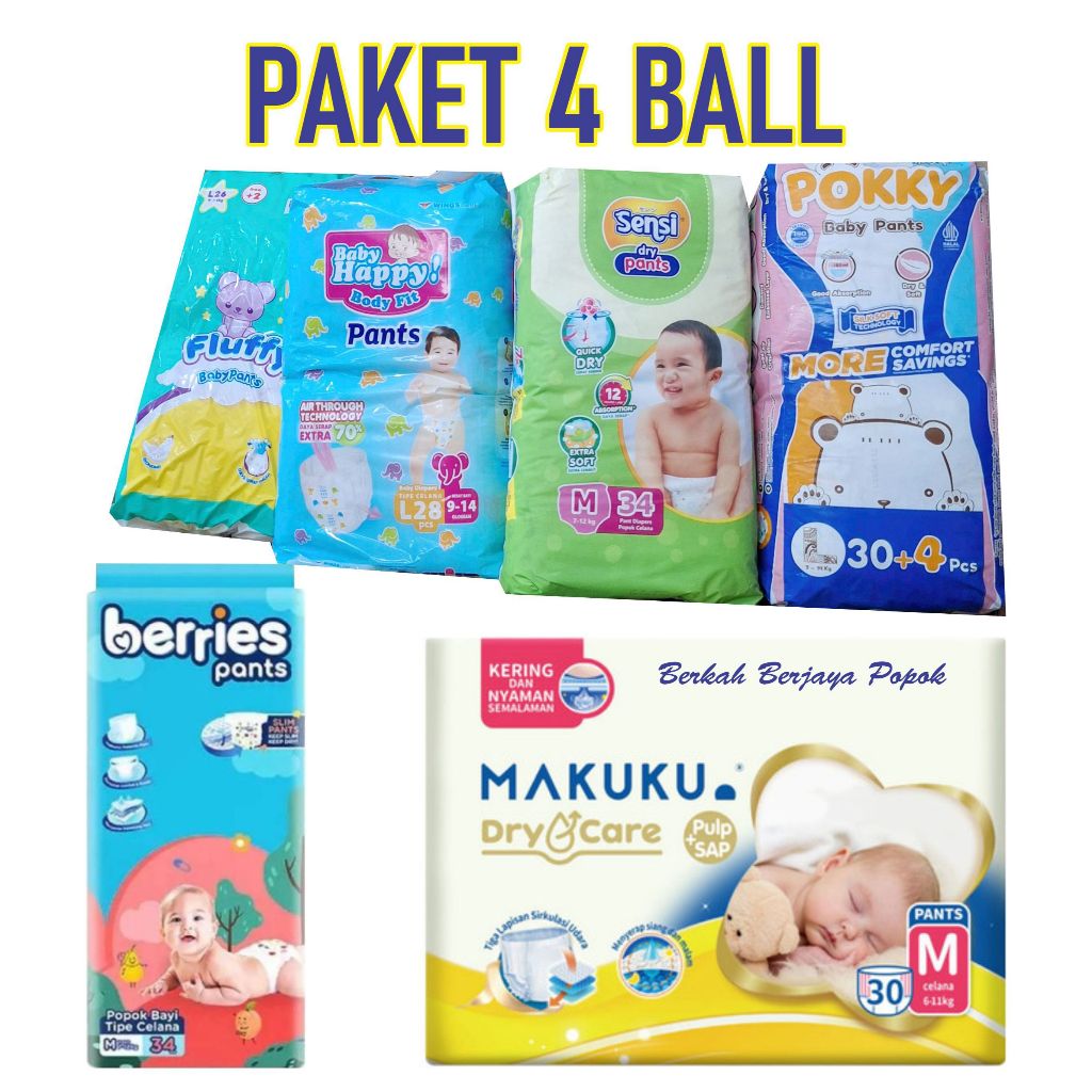 Jual Paket 4 Ball Mamypoko Popok Balita all Merk Jawa Timur | Shopee ...
