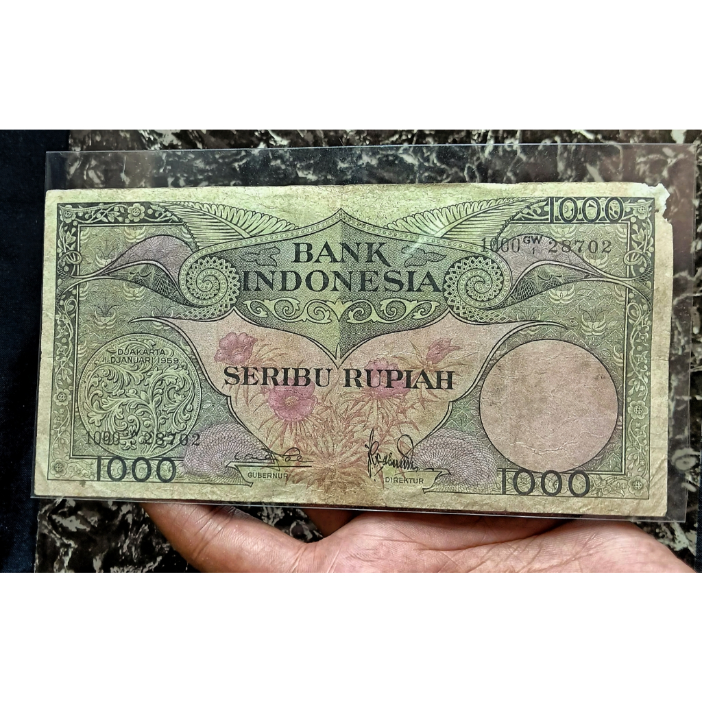 Jual Uang 1000 Rupiah Seri Bunga Tahun 1959 (V5) | Shopee Indonesia