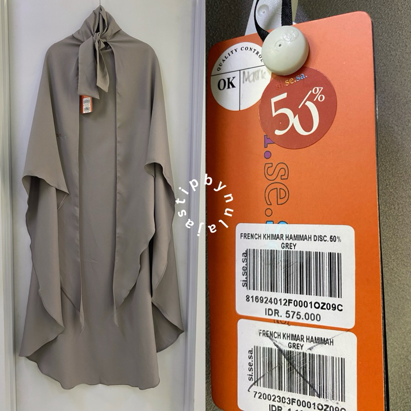 Jual Jastipbynula | Sisesa French Khimar Hamimah Grey | Shopee Indonesia