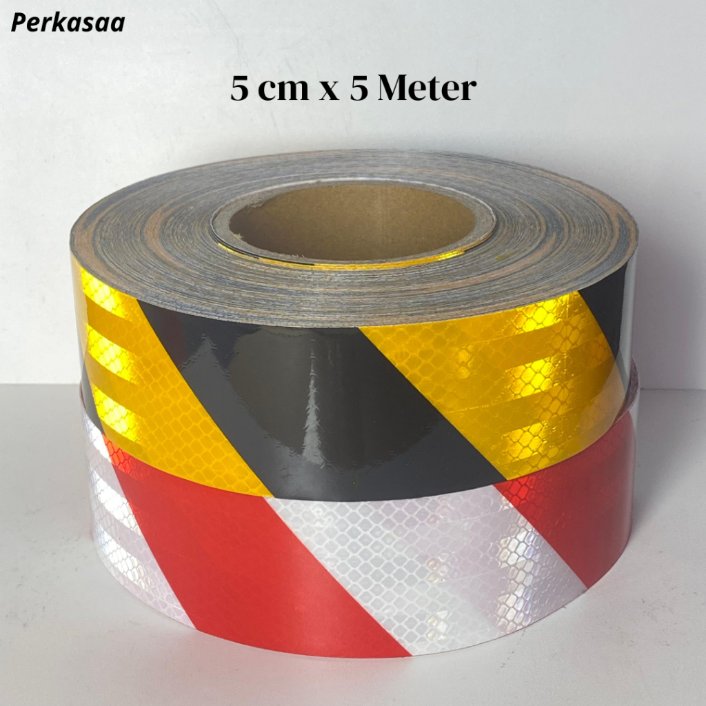 Jual Stiker Reflektor Motif Miring PET 5cm x 5 meter Hitam Kuning ...