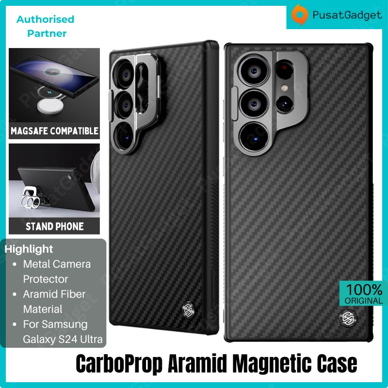 Jual Case Samsung Galaxy S24 Ultra NILLKIN CarboProp Aramid Fiber Magnetic MagSafe Flip-Style ...