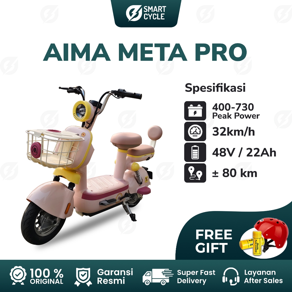 Jual AIMA Meta Pro Sepeda Listrik 48V/22Ah 400-730 Peak Power/Watt | Shopee Indonesia