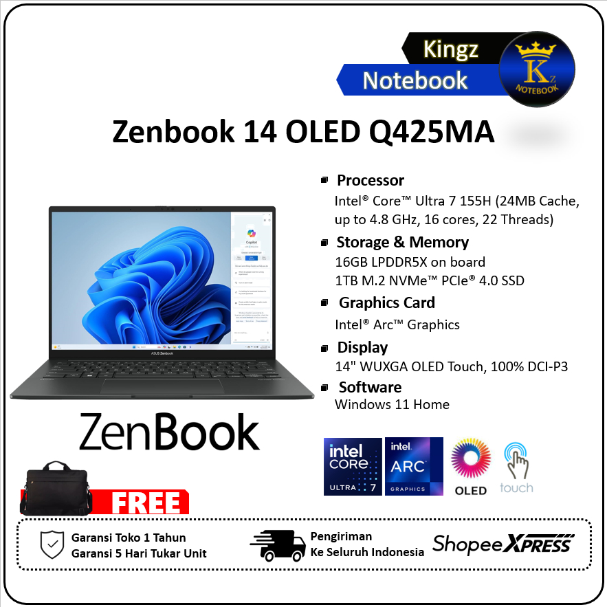Jual Asus Zenbook 14 OLED Q425MA Core 7 155H 16GB 1TB SSD Win11 14 ...