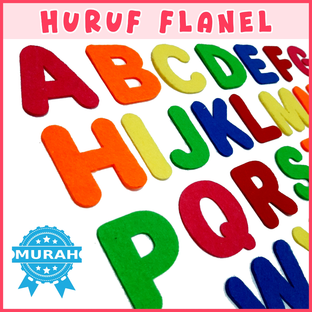 Jual Mainan Huruf Alphabet A-Z Kapital Huruf Kecil / Angka 0-9 Flannel ...