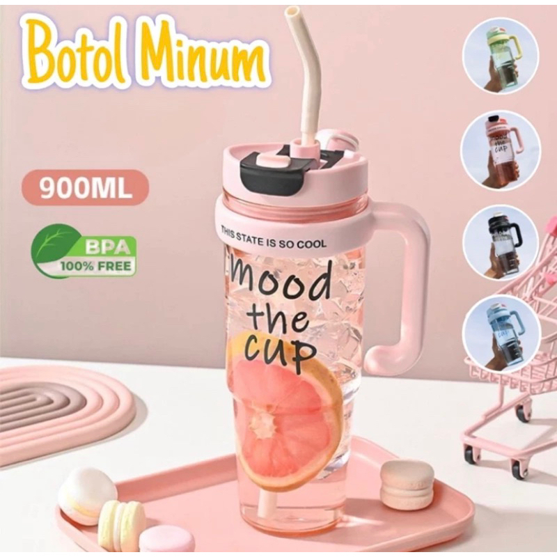Jual Botol Minum 900ml Plastik Tumbler Minum dengan Gagang Cocok Untuk ...