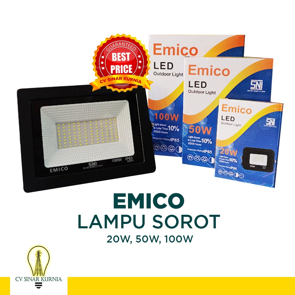 Jual Lampu Sorot Emico/Lampu Tembak/lampu taman LED 20, 50, 100 Watt IP65 ANTI AIR EMICO/Putih ...
