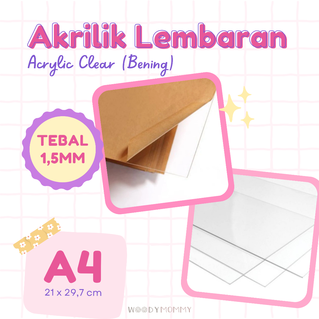 Jual Akrilik lembaran 1,5mm A4 Bening - Acrylic Clear 1.5mm A4 21x29,7 cm | Shopee Indonesia