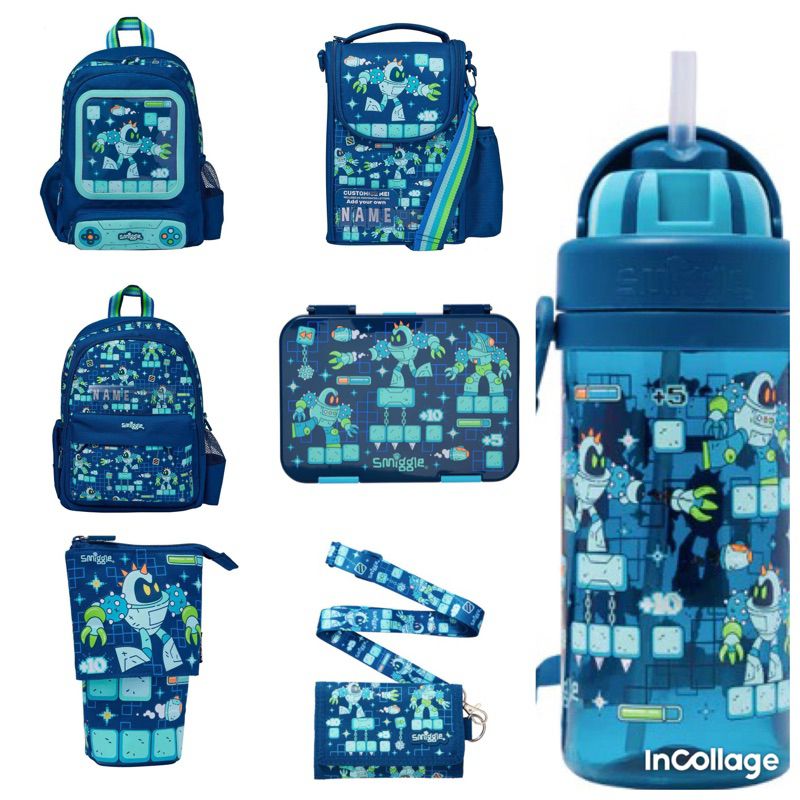 Jual Smiggle Happy Robot/backpack/botol/lunchbag/dompet/lunchboxbento ...