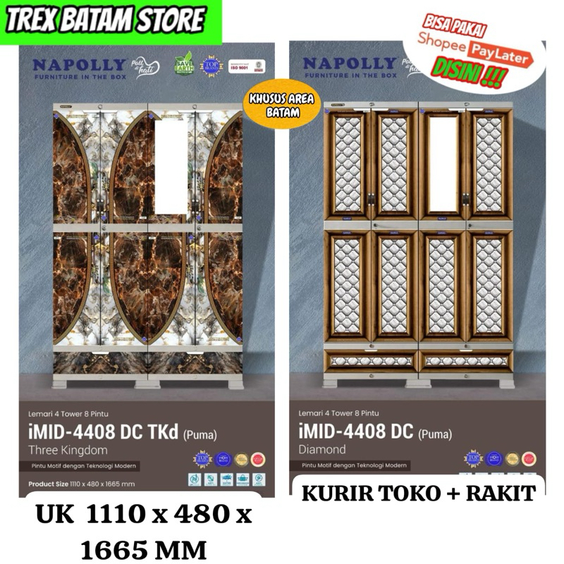 Jual LEMARI PLASTIK NAPOLLY NEW 4 PINTU LACI DIAMOND / THREE KINGDOM ...