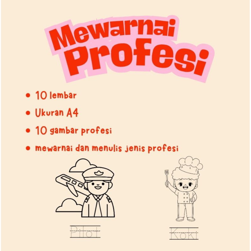 Jual Lembar Mewarnai Profesi (10 lembar) | Shopee Indonesia
