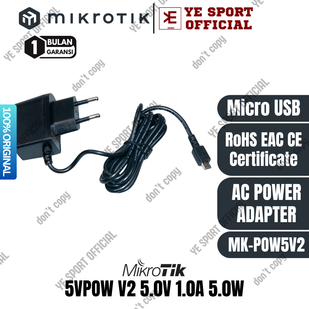 Jual Mikrotik Power Adaptor 5V 1A V2 Original A0088 | Shopee Indonesia