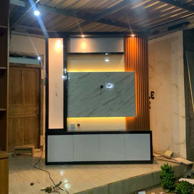 Jual backdrop tv minimalis modern aesthetic / rak tv kekinian | Shopee ...