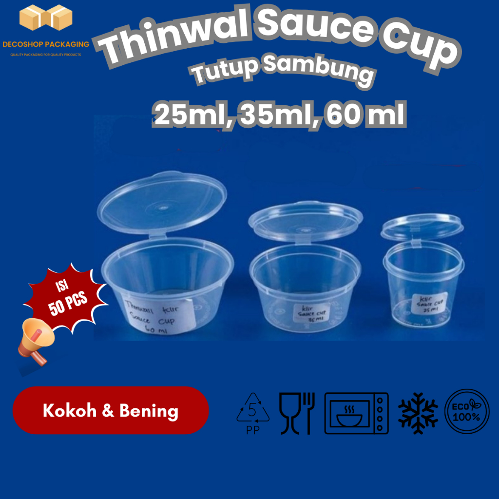Jual Thinwall Cup Saus 25ml 35ml 60ml / Thinwall Sauce / Wadah Klip ...