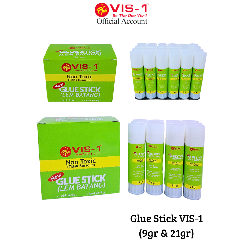 Jual VIS-1 - Glue Stick 9gram & 21gram / Lem Stik / Lem Kertas | Shopee ...